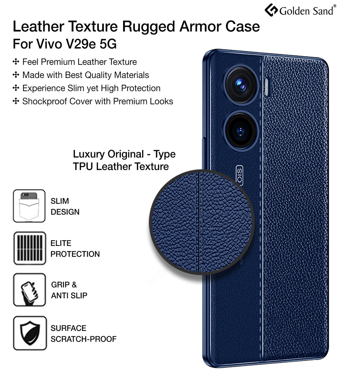 Leather Armor TPU Series Shockproof Armor Back Cover for Vivo V29e 5G ...