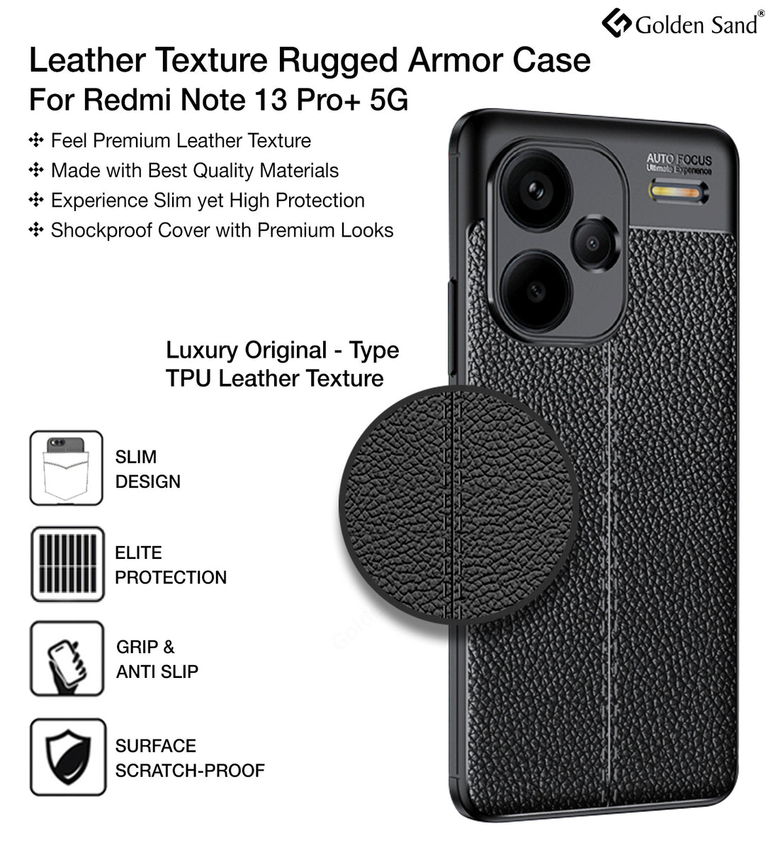 Vegan Leather Rugged Flexible TPU Series Shockproof Armor Back Cover ...
